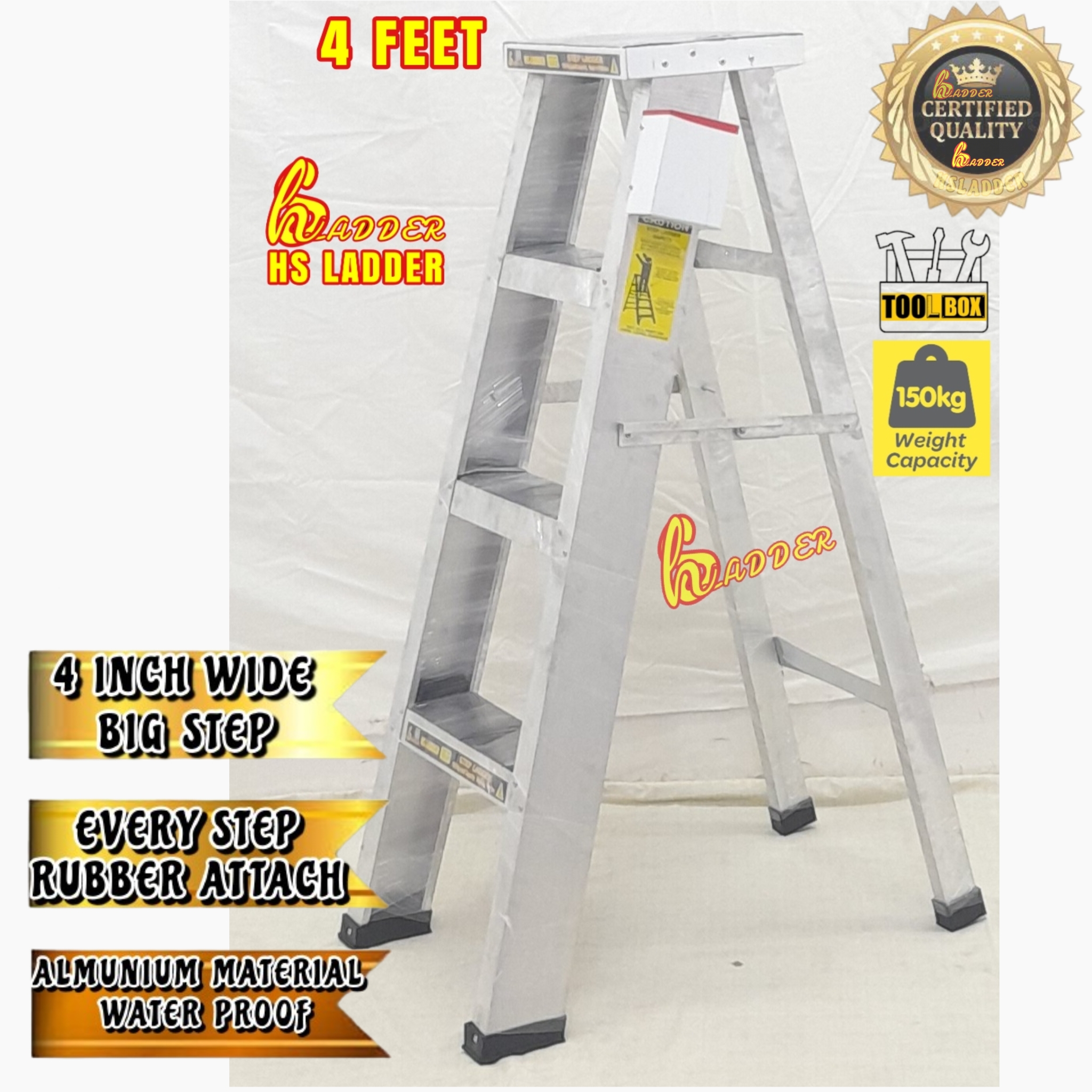 Aluminium Ladder Height 4 Feet Platform Big Step | Daraz.pk