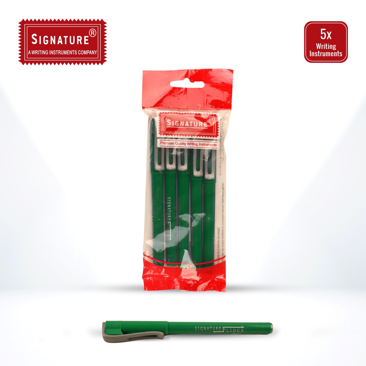 Pack of 5 Signature Fliner Star Pens- Green ink | Daraz.pk
