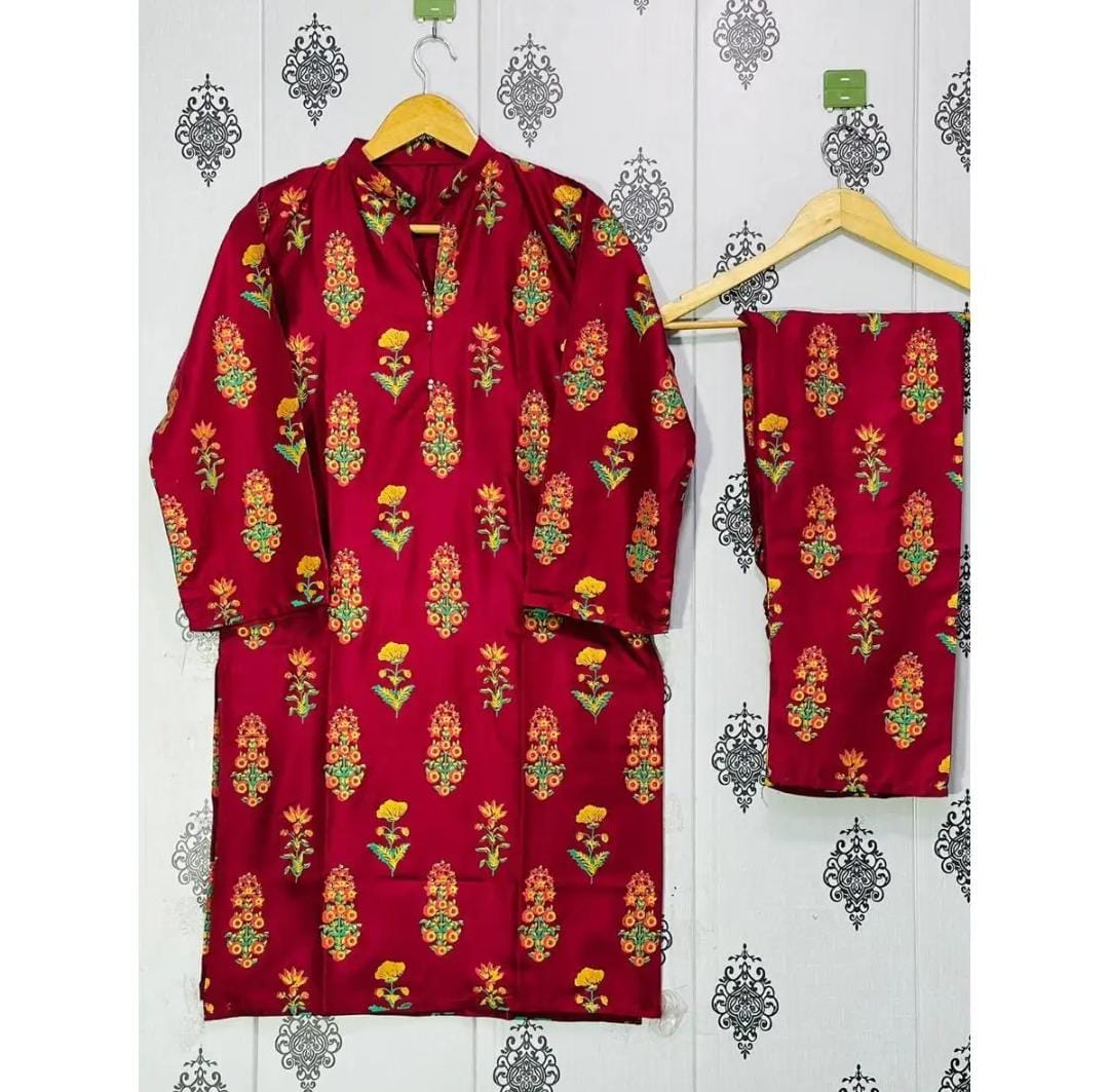 New stylish collection 2pc stitched flowers printed dress for womens and young girls | Daraz.pk