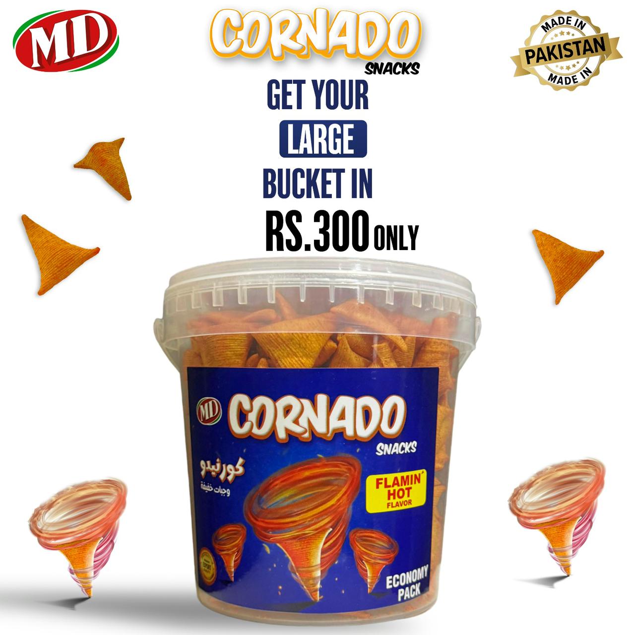 CORNADO Snacks Bucket Economy Pack Flamin Hot Flavor | ZEE SNACKS - MD ...