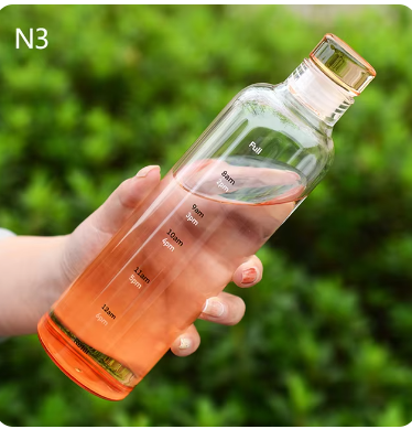 500ml Transparent Glass colorful Water Bottle Glass Bottles with Timer ...