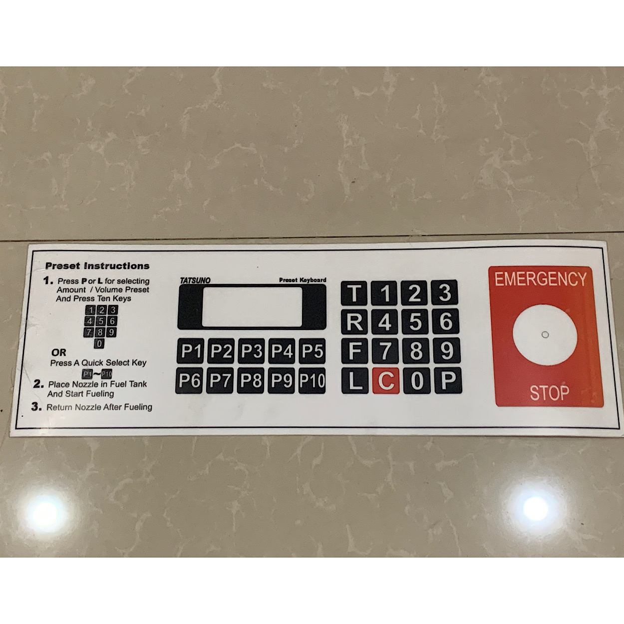 Petrol Pump Station Keypad Fuel Dispenser Sticker Waterproof High ...