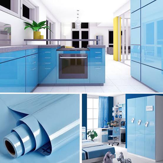 Glossy Shine PVC SHEET Adhesive for Kitchen Cabinet, Wardrobe, Almari ...
