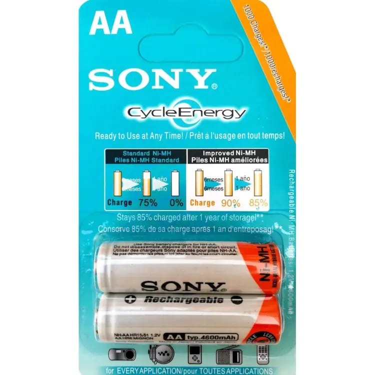 Sony AA and AAA Rechargeable Battery Cell CLOCK and Remote SIZE ...