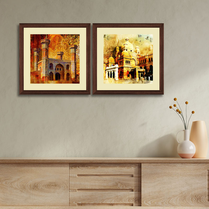 Set of 2 Lahore Traditional Buildings Collage Wall Art Frames, Collage Frames for Wall Décor ...