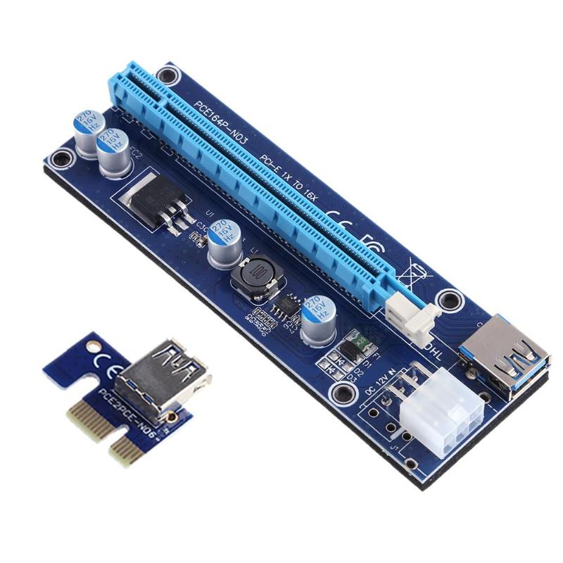 PCIe PCI-E PCI Express 1x to 16x Slot Riser Card 1 Port USB 3.0 ...