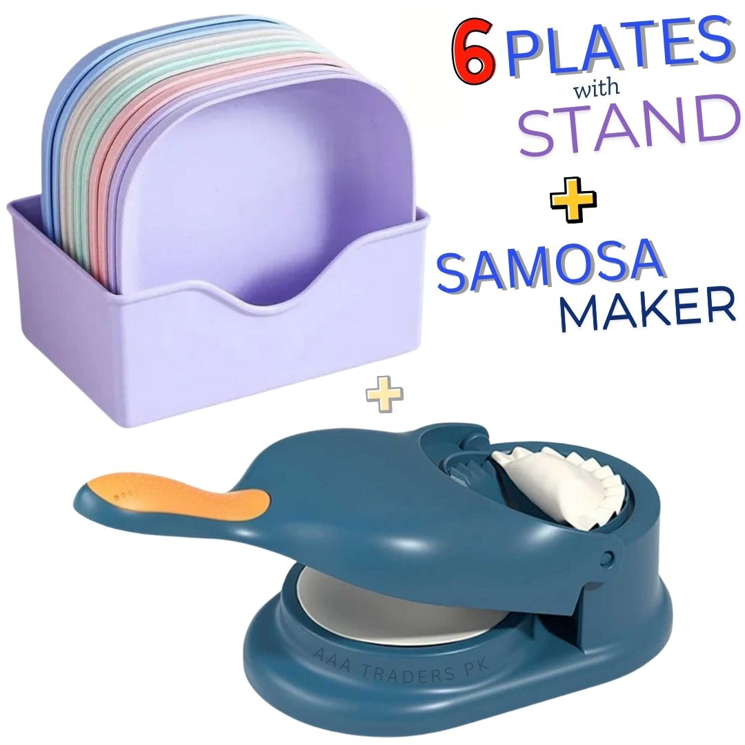 10 Plates with Stand Multi-function & 2in1 Samosa & Kachori Maker ...