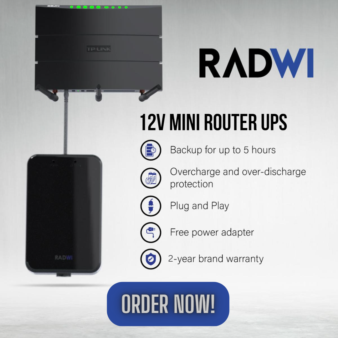 RADWI 12V Mini UPS – Compact Backup Power for Routers, Cameras ...