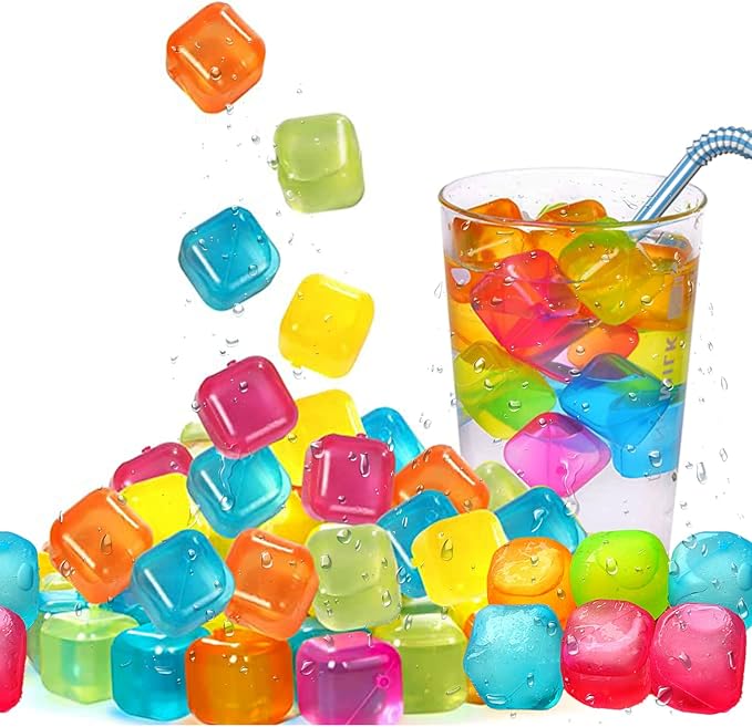 10 Pcs Plastic Colorful Reusable Ice Cubes Cooling Ice Cubes Non ...