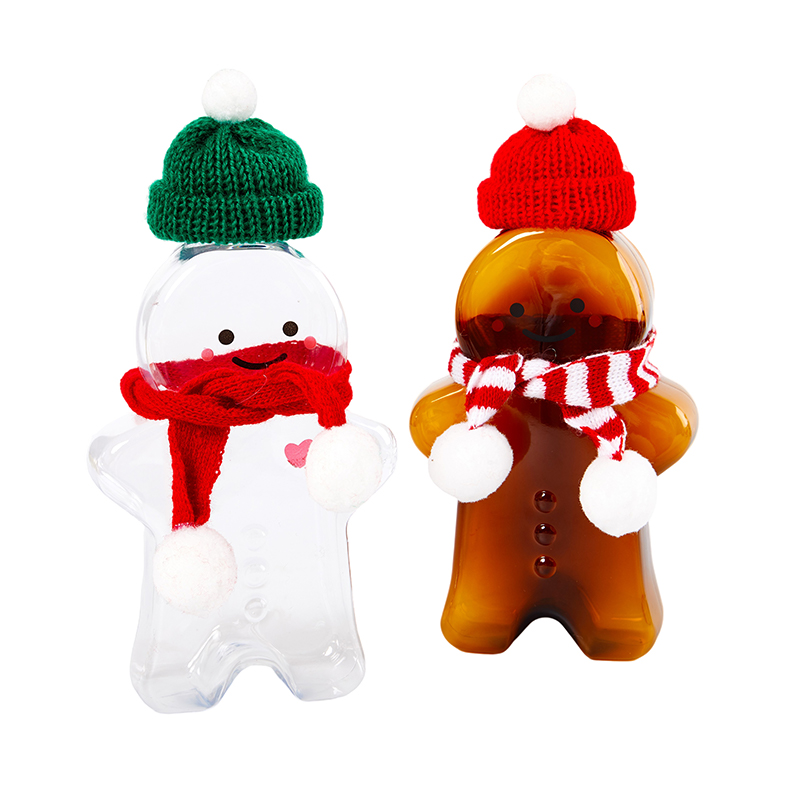 500ML Gingerbread Man Bottle Bear Shape Plastic Drink Cup Christmas ...