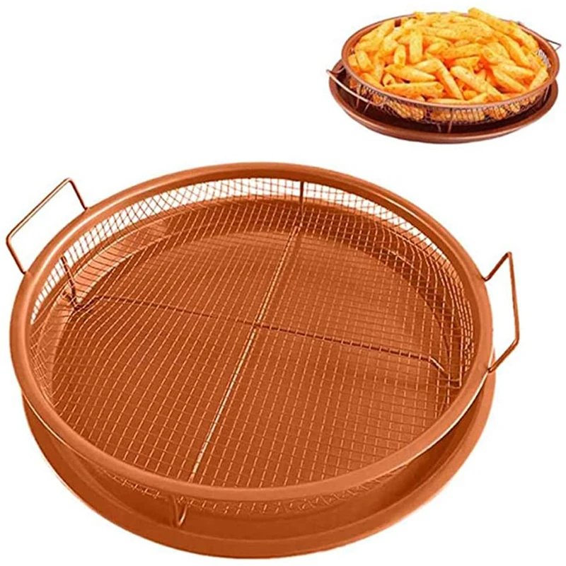 Mesh Baking Tray Non-Stick Round Baking Pan Chips Crisping Basket ...