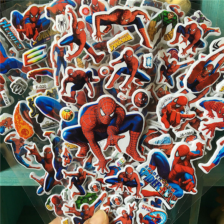 6 Sheets Spiderman Stickers For Kids Cute Anime Stickers Cartoon 3D ...
