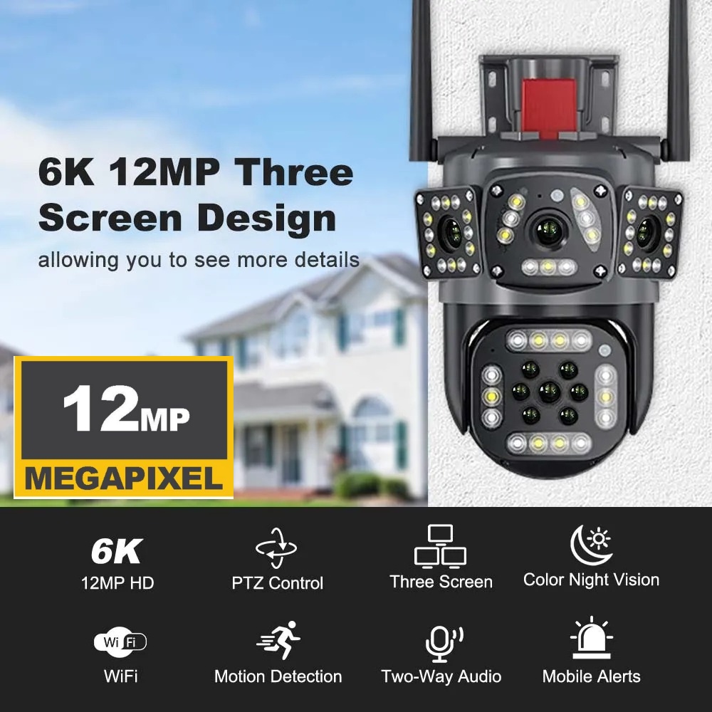 Latest New Model Ultra HD 12MP 4X4X4 Multiple Lens Security Camera V380 ...