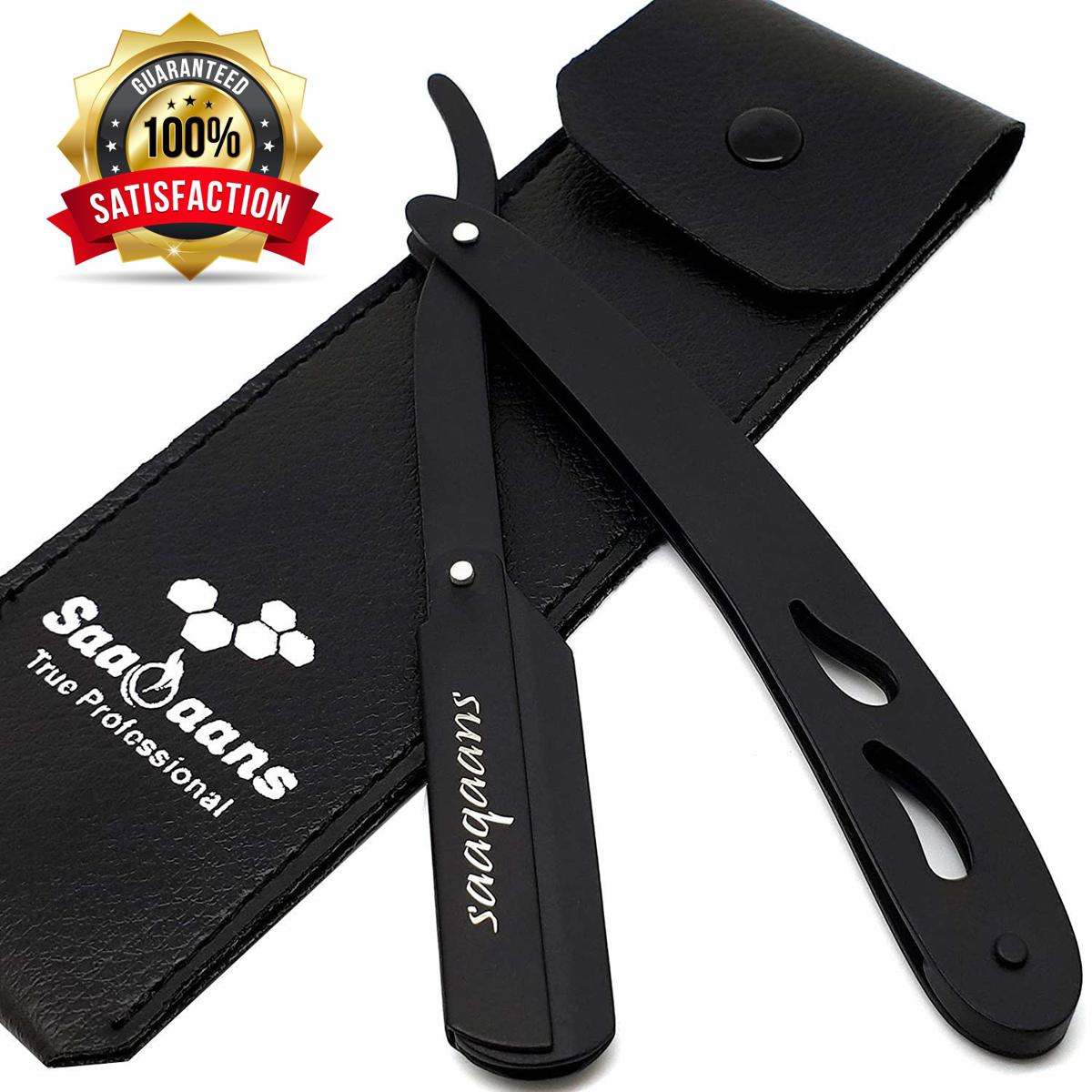 Shaving Razor Product Straight Cut Throat Razor in Black color with ...