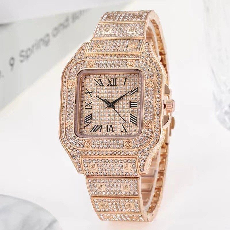 Men's Square Quartz Watch with Celestial Steel Band and Diamond Inlay ...