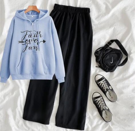 Winter Chic Printed Hoodie and Plain Flapper Suit From Our Latest ...