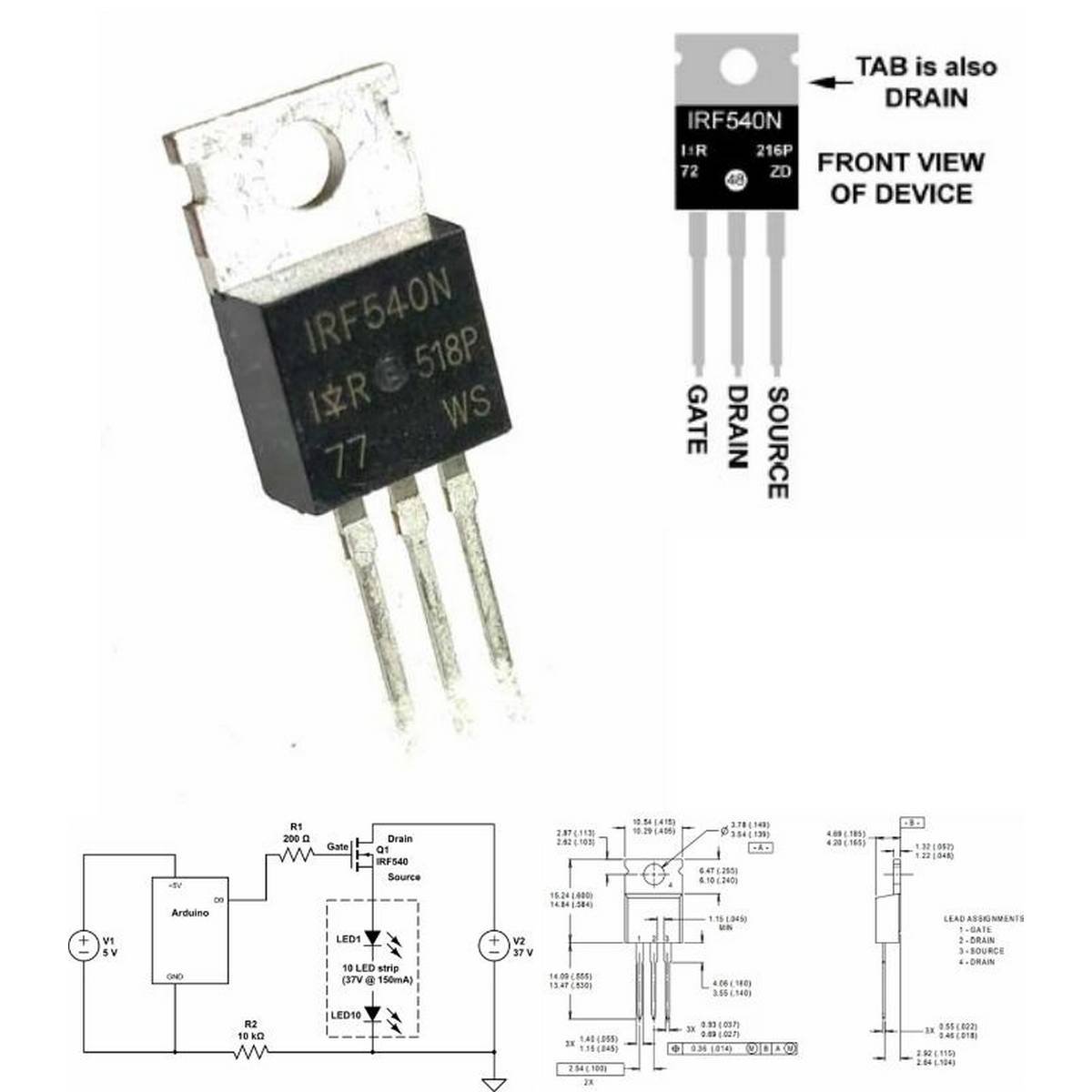 2pcs IRF540N IRF540 transistor MOSFET N-Channel 33A 100V | Daraz.pk