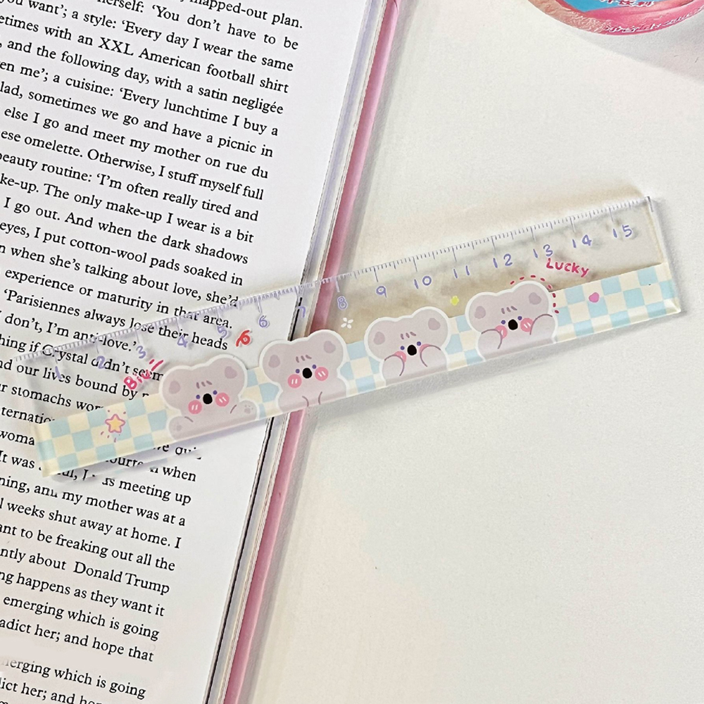 1/5pcs 15cm Cute Kawaii Study Time Cartoon Ruler Multifunction Diy ...
