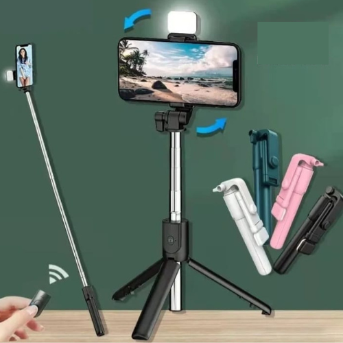 4 in 1 Wireless Selfie Stick Come Vlogging Kit | R1S Tripod (WITH LED ...