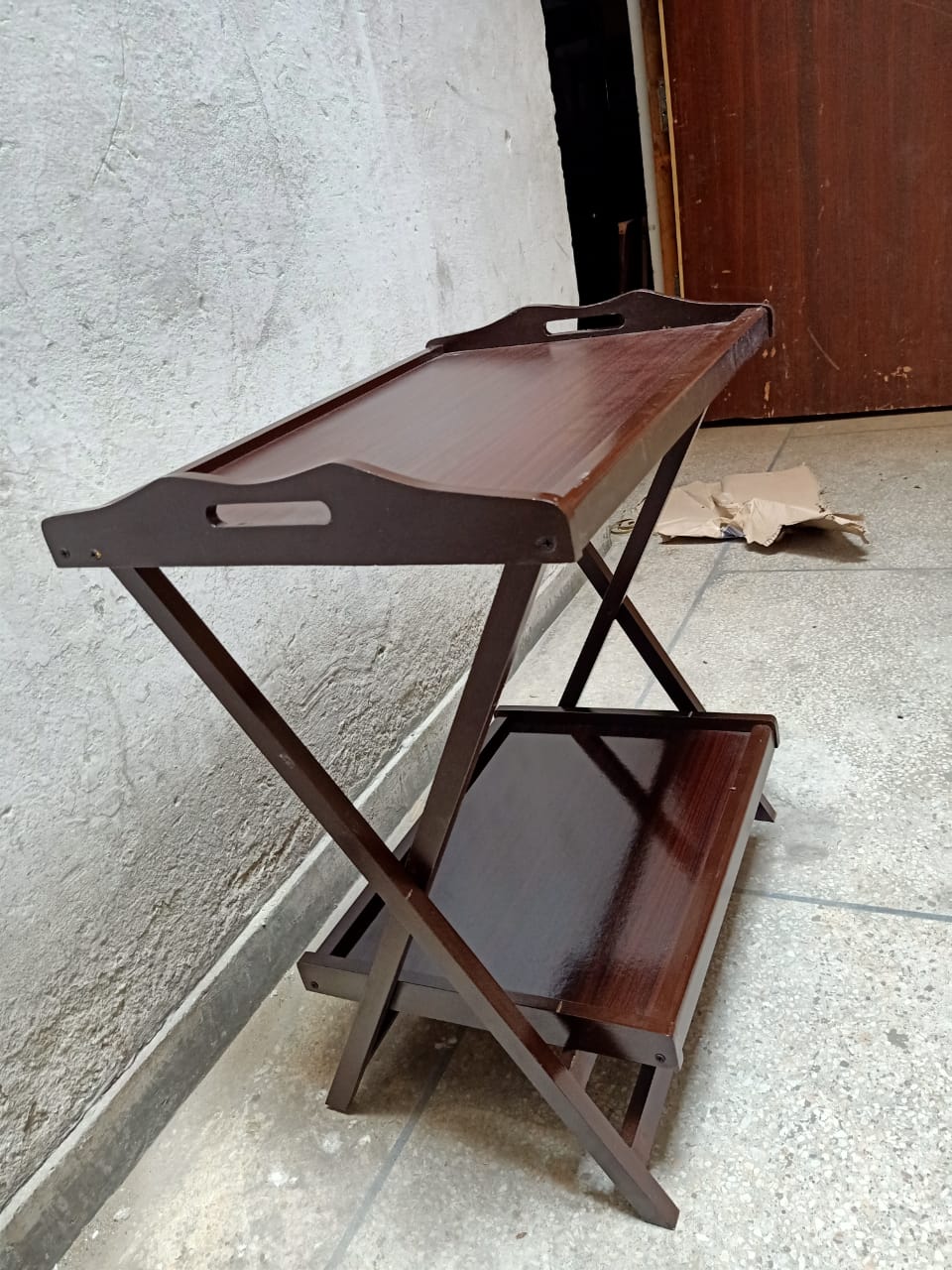 Portable Wooden Folding Table Double Portion Dark/ Light Color Gadget ...