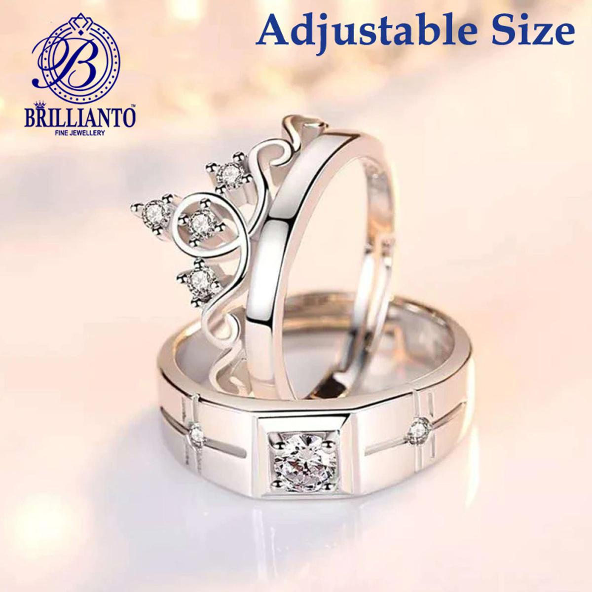 2 Pcs Pair Adjustable Love Couple Rings set King and Queen Best Gift ...