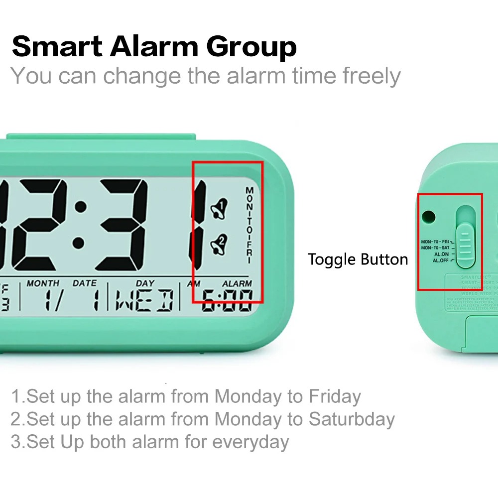 TXL Digital Alarm Clock with Auto Light Sensor / Table Night Clock ...