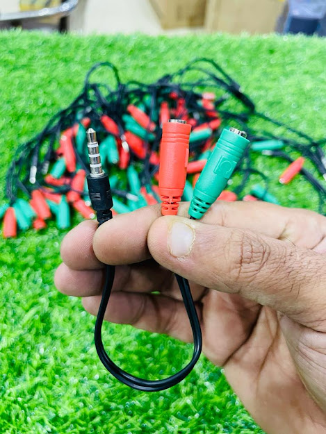 Two Pin Headphone Earphone Audio Splitter Mic And Speaker Divider Cable ...