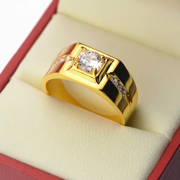 Gentleman Temperament Plated 24K Gold/Silver Ring For Men Wedding Rings ...
