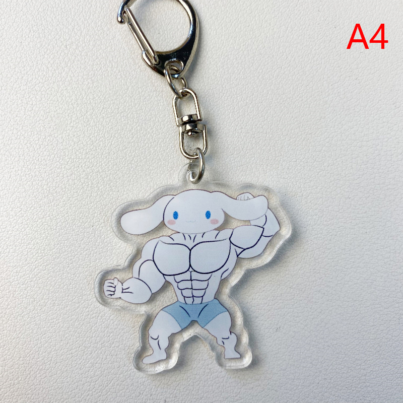 Funny Sanrio Muscle Keychain Anime Hello Kitty Kawaii Keychain Fitness ...