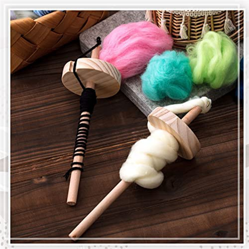 2Pc DIY Drop Spindle Top Whorl Yarn Spinner Hand Wooden Spinning Wheel ...