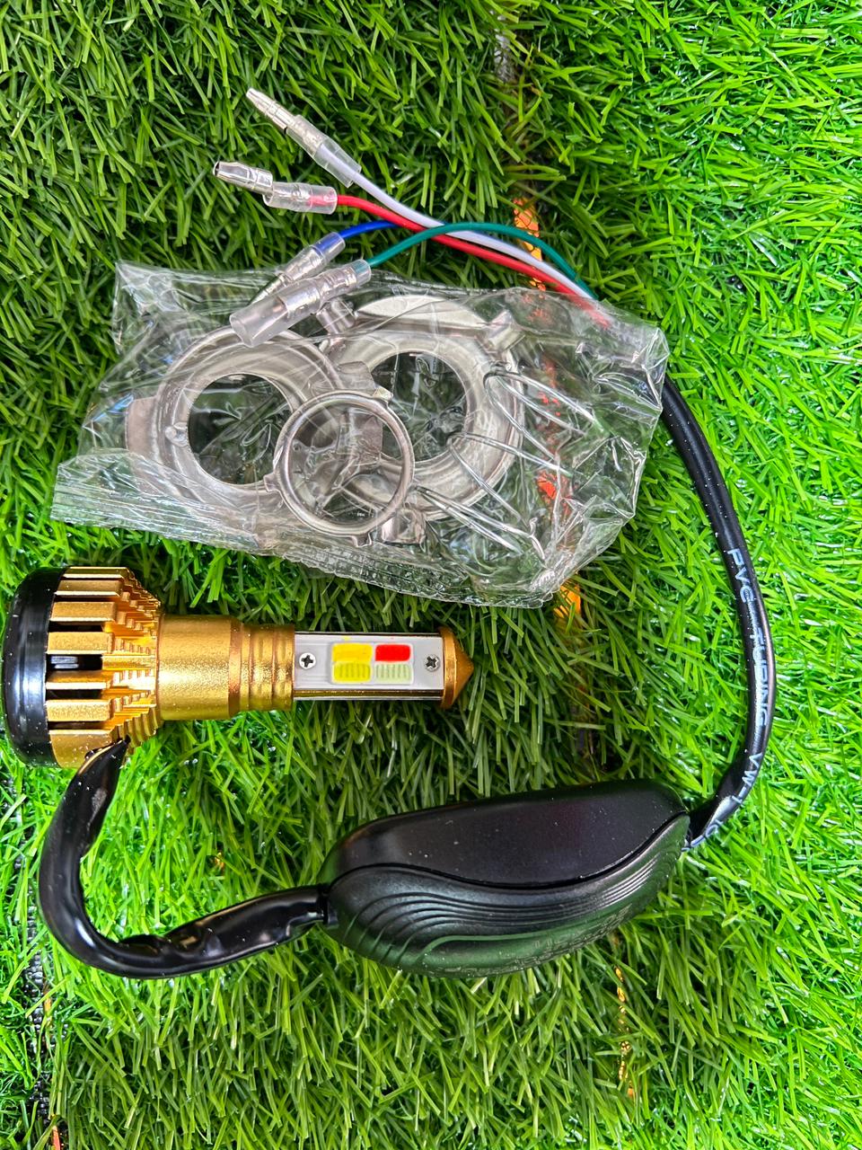 bike led headlight 4 IN 1 WARM/WHITE/YELLOW/blue +flasher FOR HONDA 70 ...