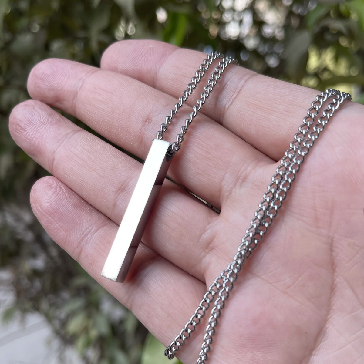 Vertical Bar Silver Color Locket Set With Chain Couple Best Friend Ship ...