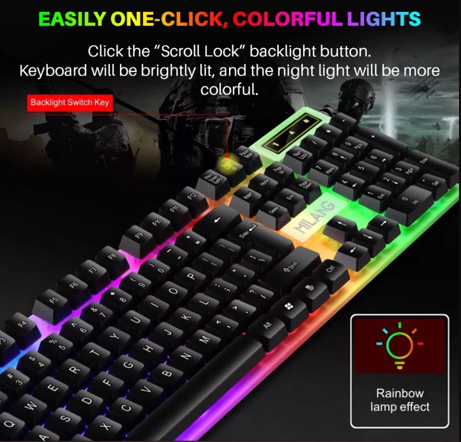 Milang K6 Ultimate Warrior Mechanical Feel RGB Backlight Gaming ...