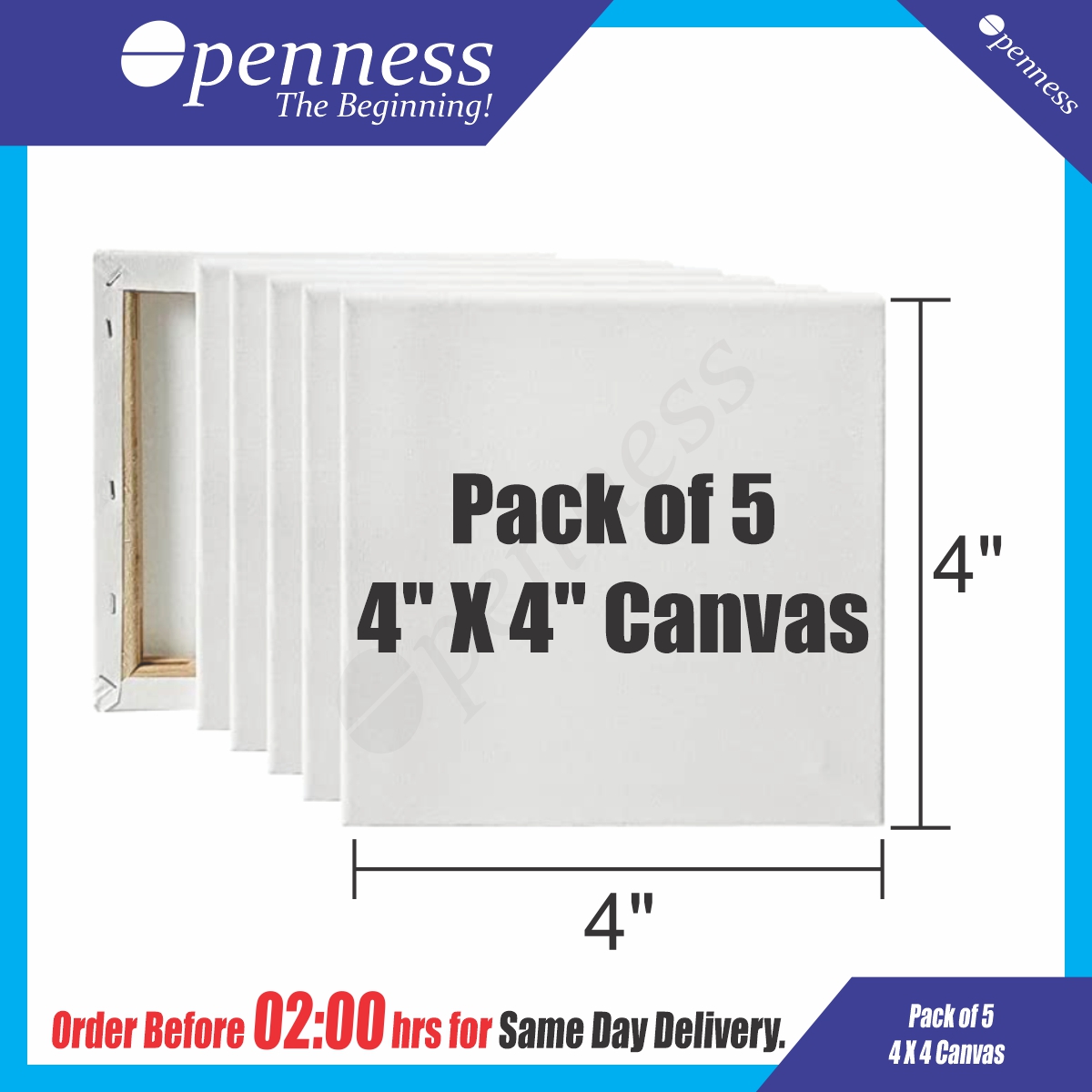Openness - Medium Grain Canvas Board for Painting- 4" X 4" (Pack of 5 ...