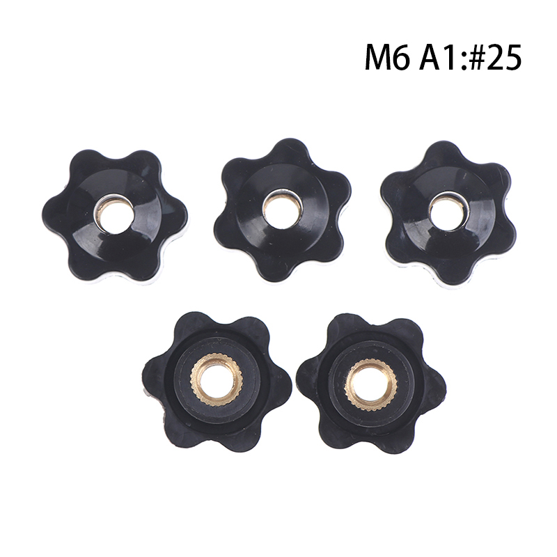 5pcs M4/5/6/8/10 Plum Hand Tighten Nuts Handle Thread Mechanical Black ...