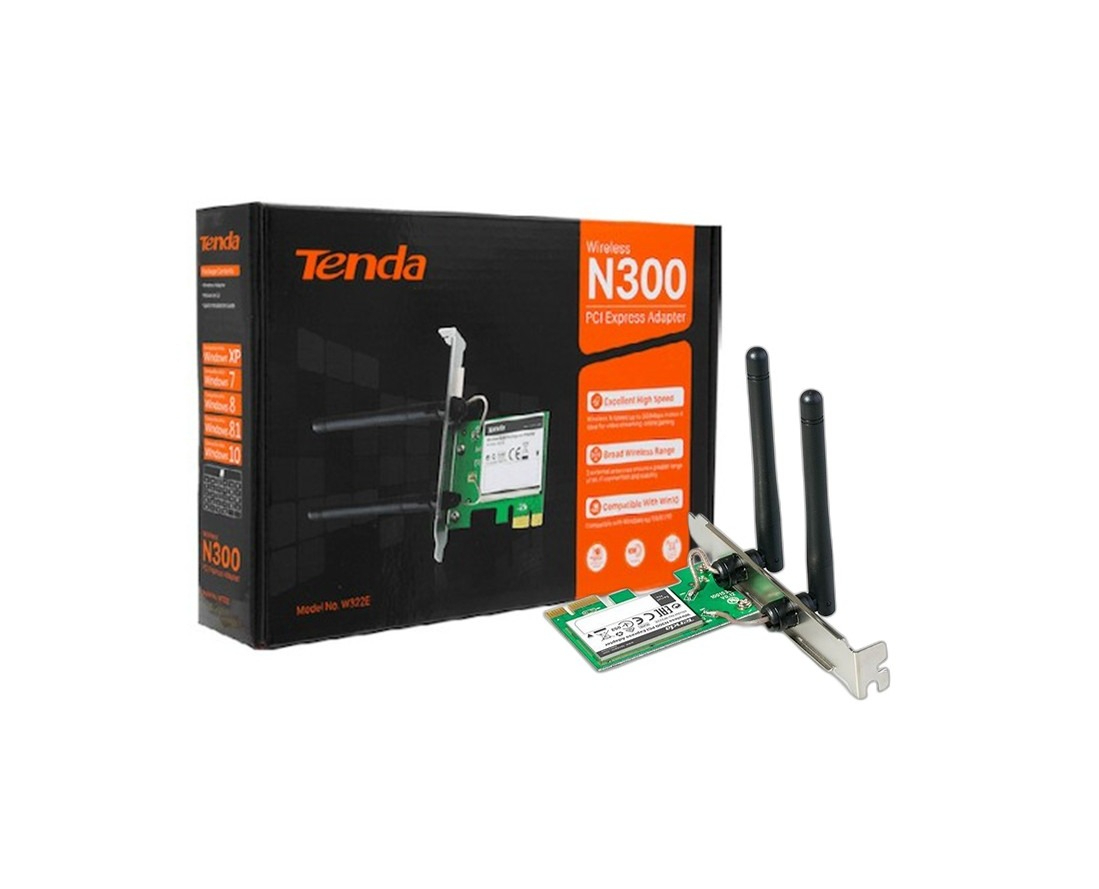 Tenda W322E Wireless N300 Express Adapter - Dual Antenna PCI - WiFi ...