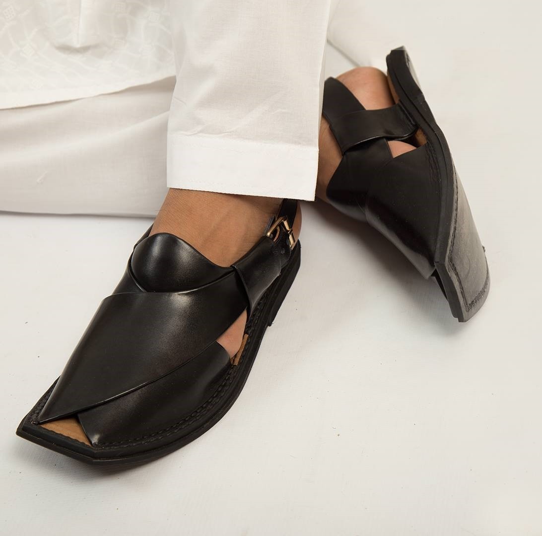 Peshawari Chappal For Men - Classic Charsadda Design - Black | Daraz.pk