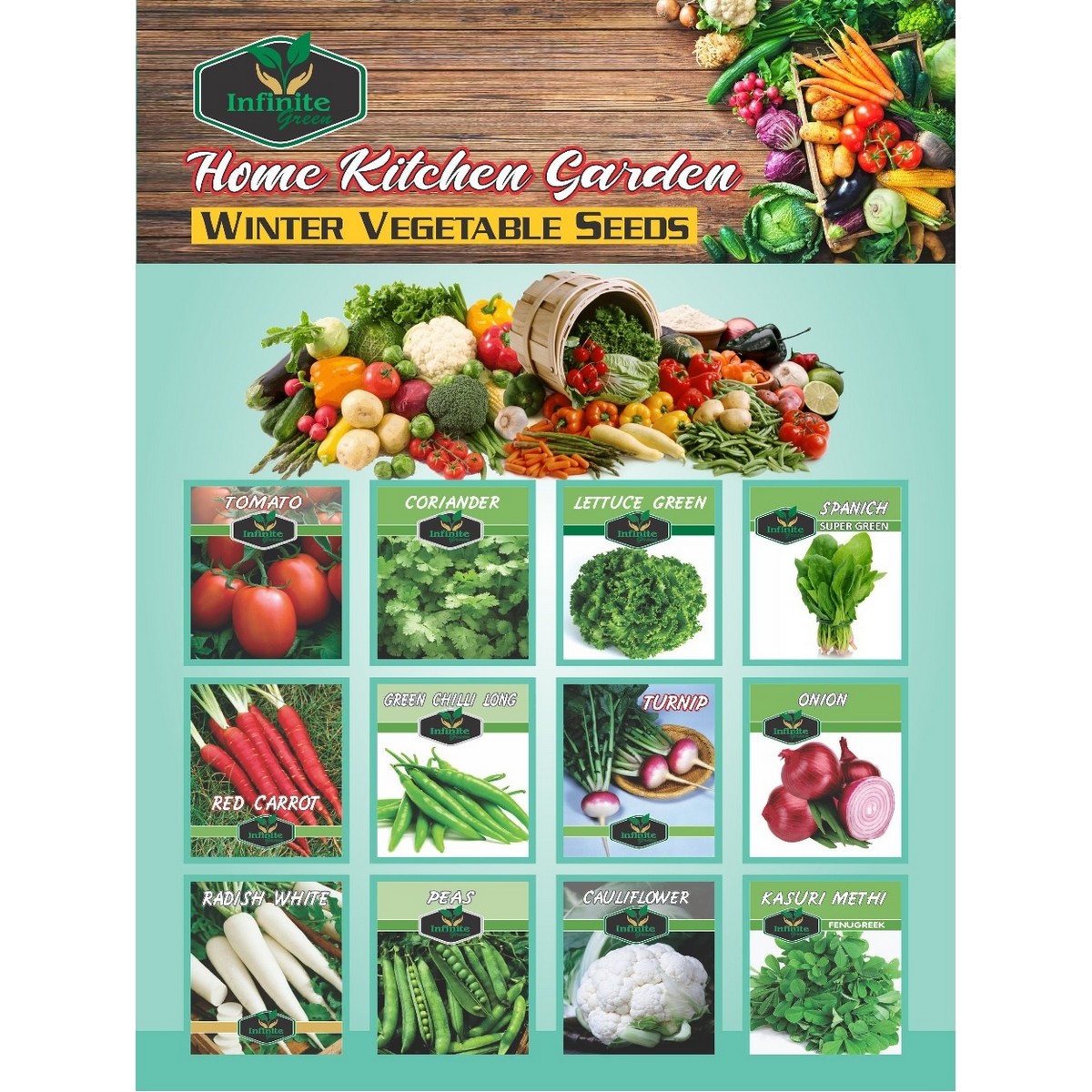 Pack of 12 winter Vegetables seeds With Free Gift (Total 1000 Plus ...