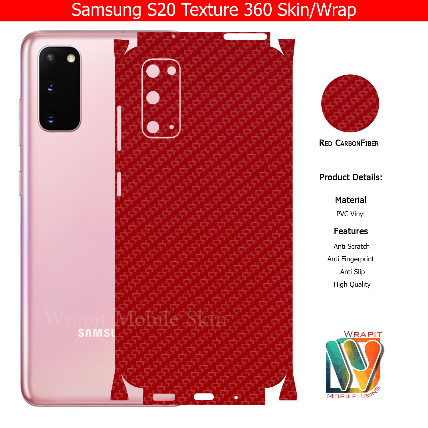 Samsung Galaxy S20 Skin/Wrap 360 Protection Carbon fiber/ Matte ...