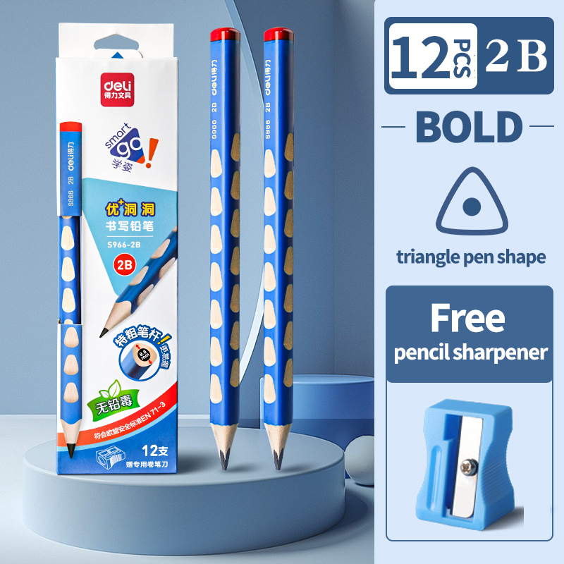 【2024】 12PCS Posture Correct Bold Pencil HB 2B Non Toxic Jumbo Graphie ...