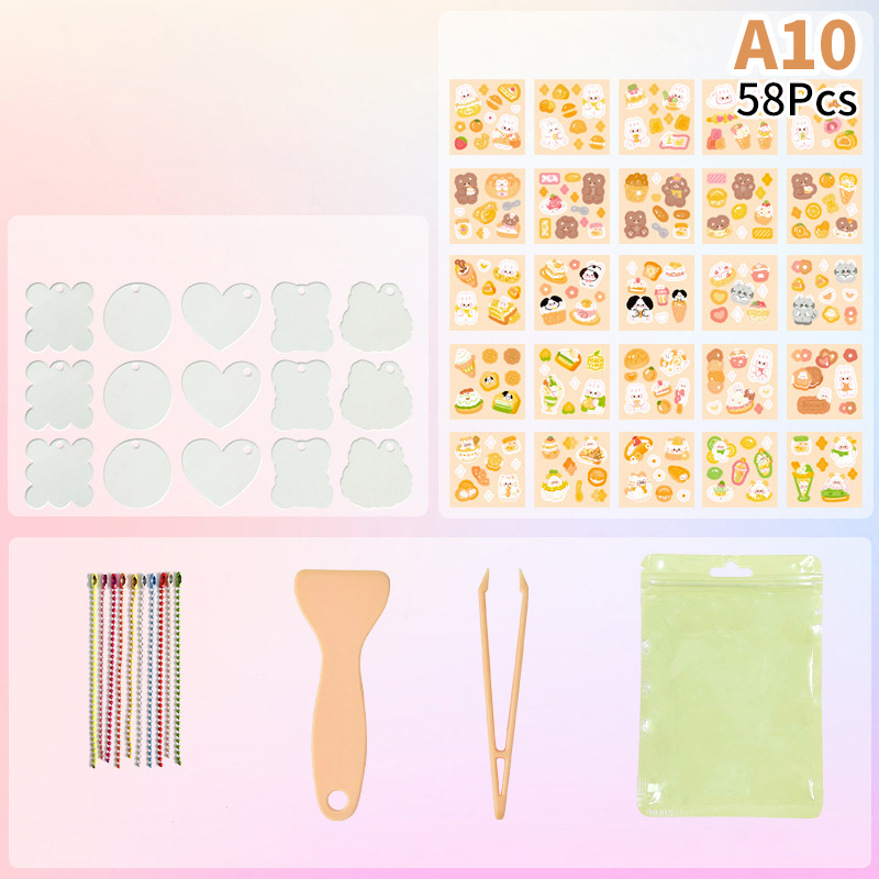 1Set Creative Goo Card Sticker Set DIY Keychain Cartoon Handmade ...