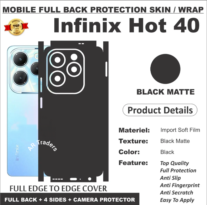 infinix hot 40 / 40Pro FULL BACK 360 premium Protection Skin Wrap full ...