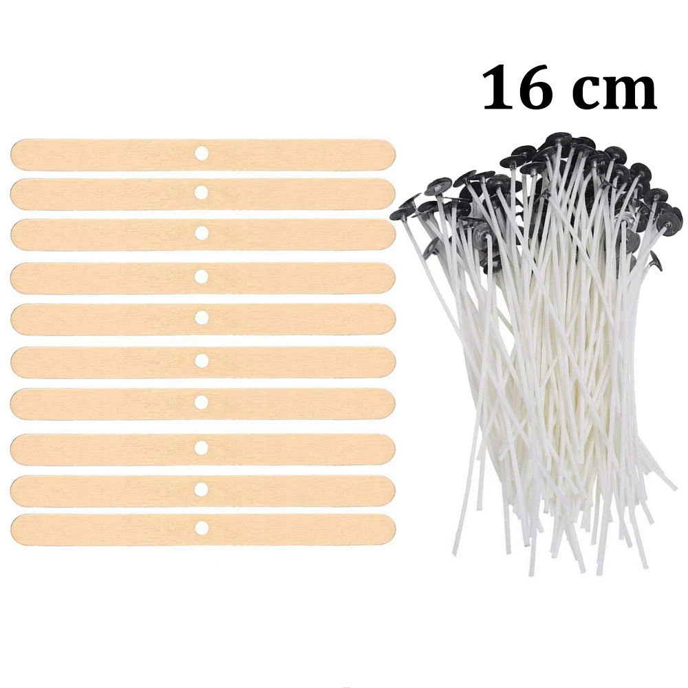 100pcs Smokeless Candle Wicks 2.6-20cm Pre-Waxed Cotton Core Wicks with ...