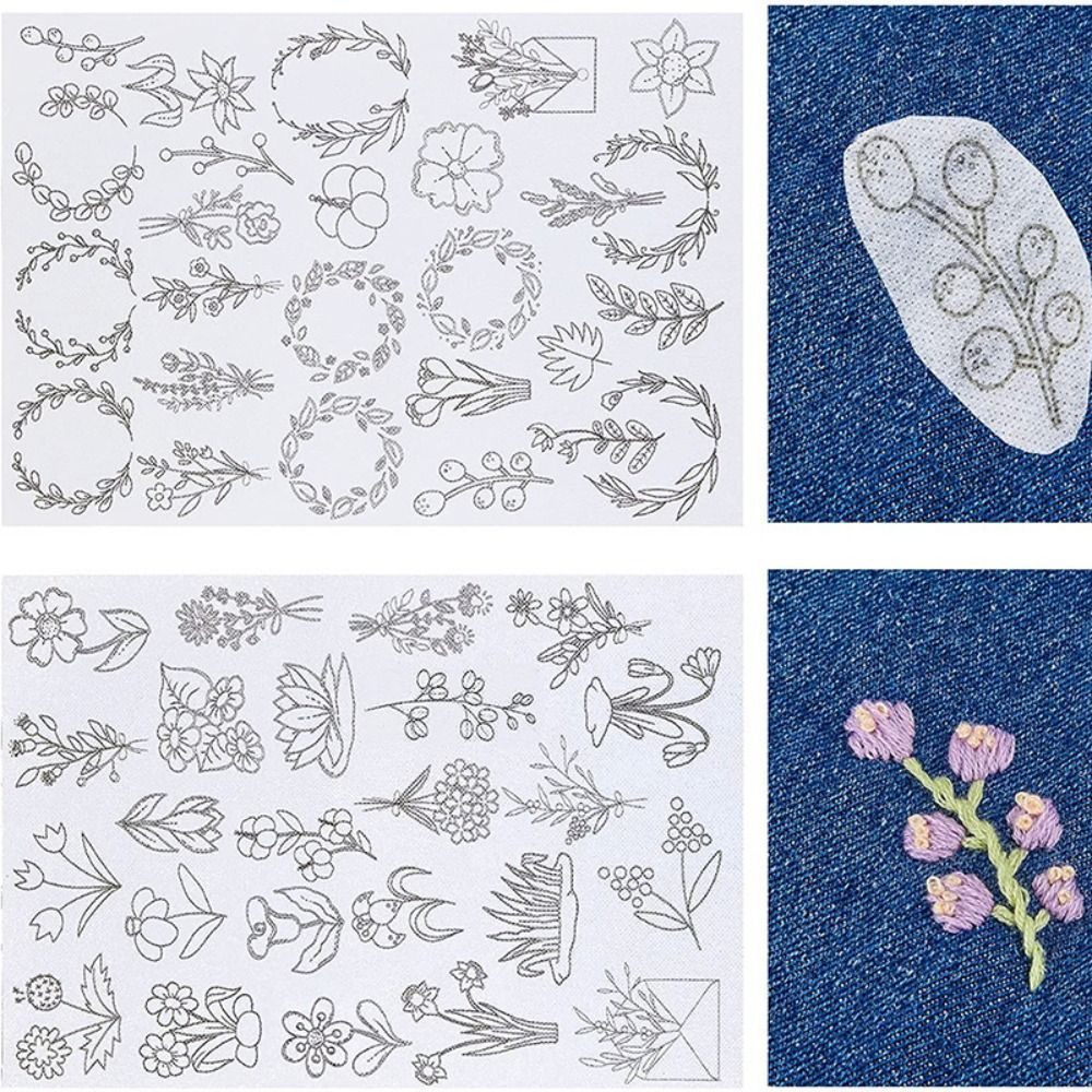 Flowers and Leaf Designs Stitching Embroidery Paper Accessories ...