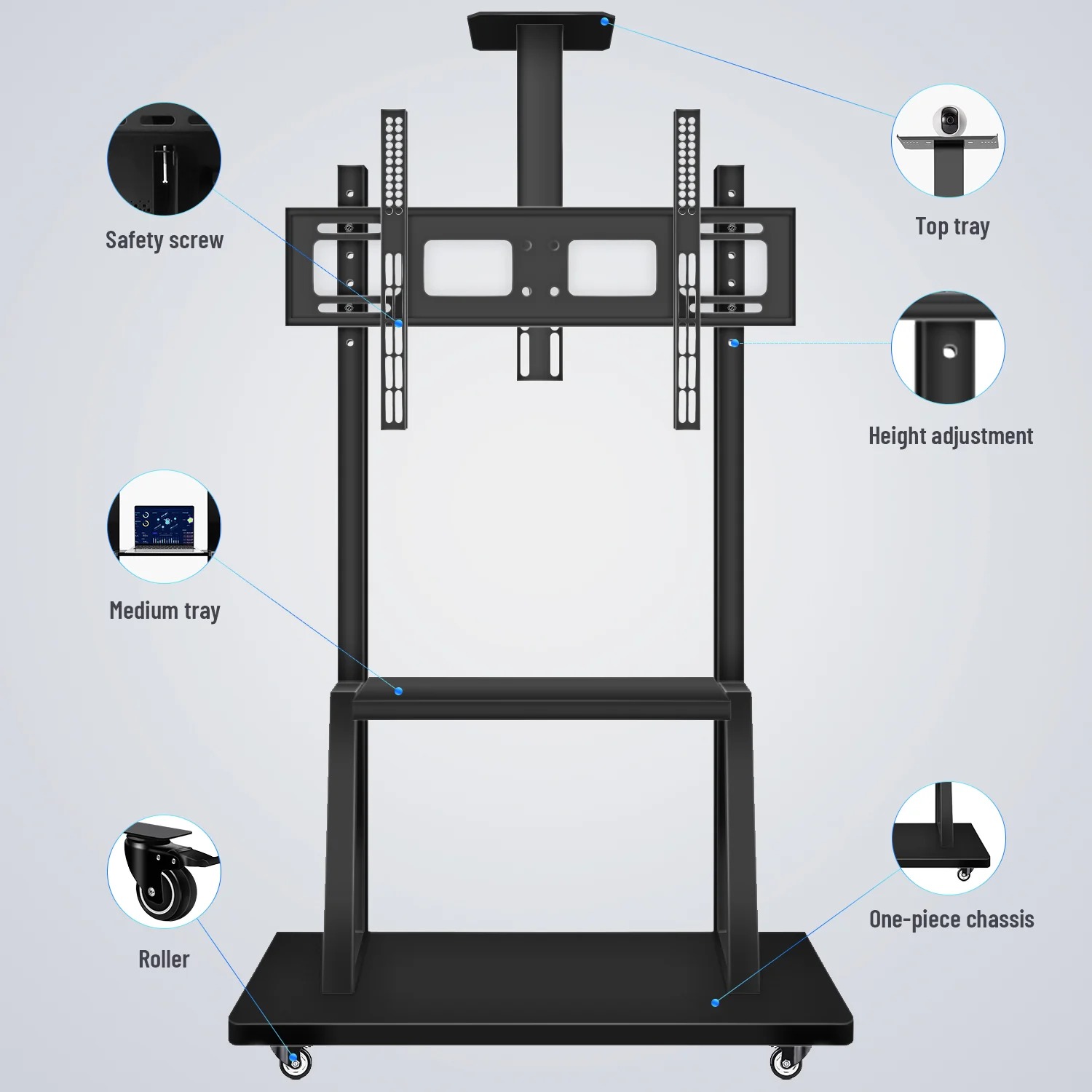 PakJAStore TL-1700 Mobile TV Bracket, Rooling TV Stand with Wheels for ...