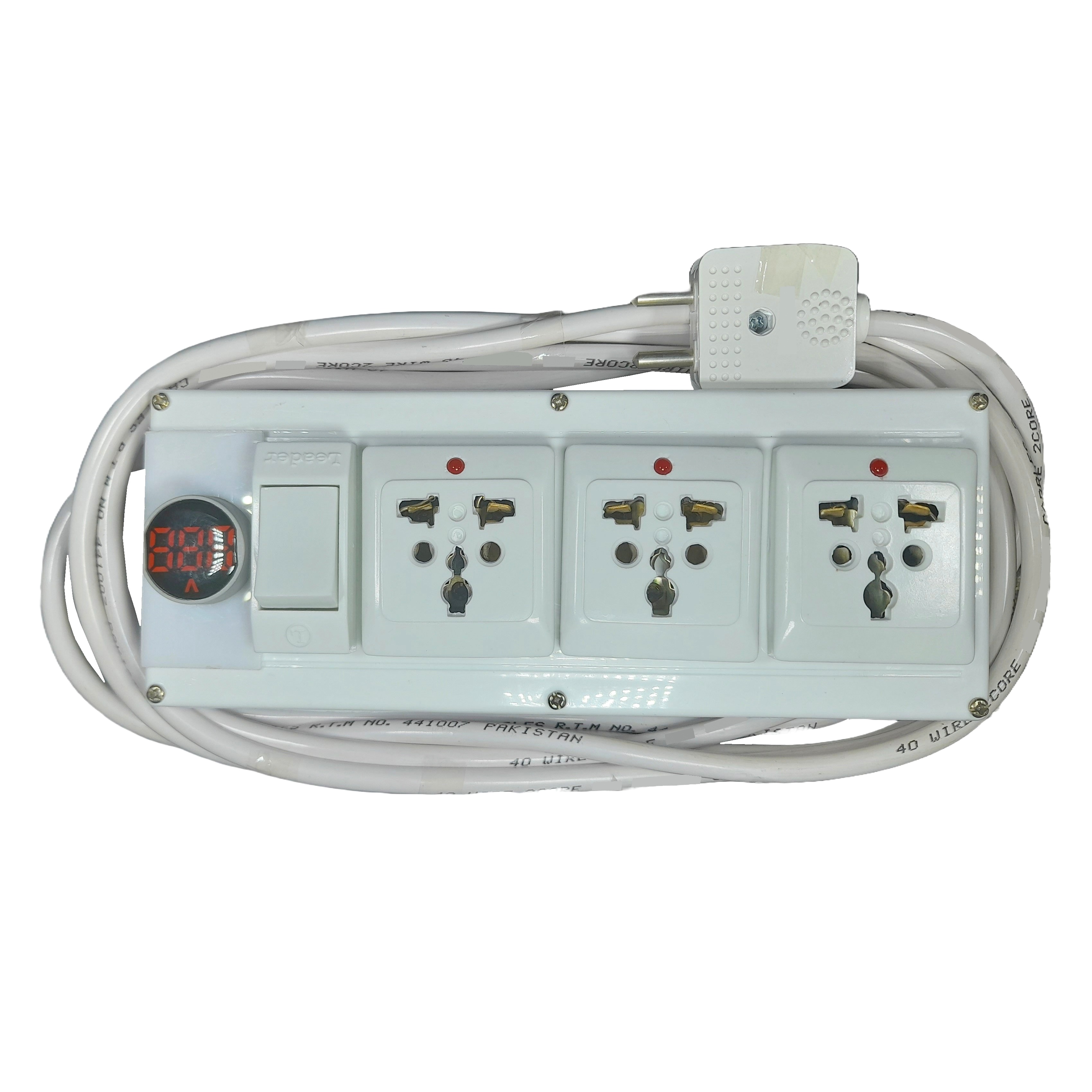 Extension Board with Voltage Display - 3 Pin Sockets - 5ft, 10ft, 15ft ...