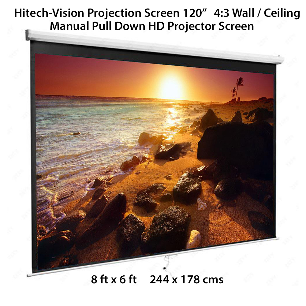 Hitech-Vision Manual pull Projector Screen - Matt White 120" 4:3 (8 ft x 6 ft) | Daraz.pk