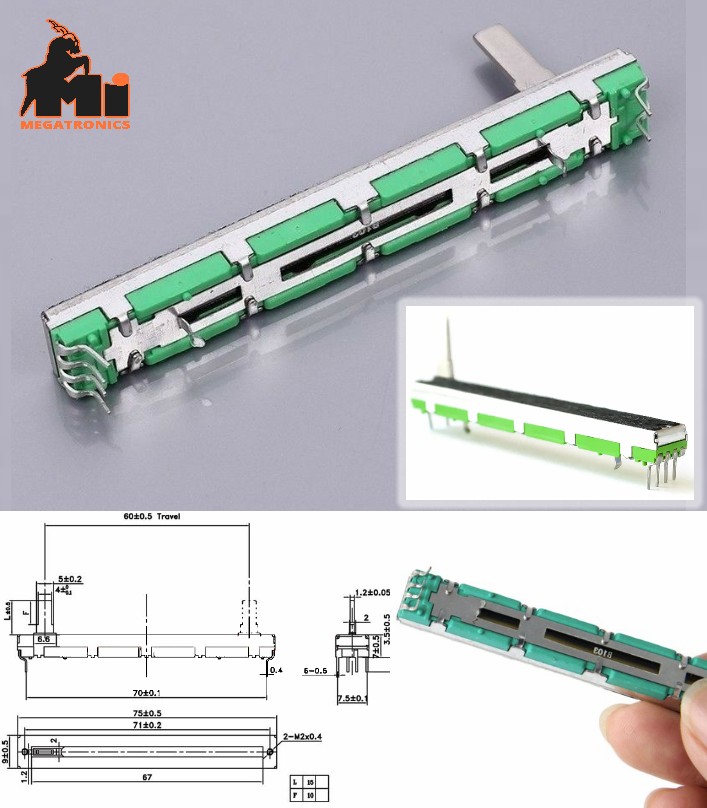 75mm mixer fader B10K dual channel sliding potentiometer resistor B103 ...