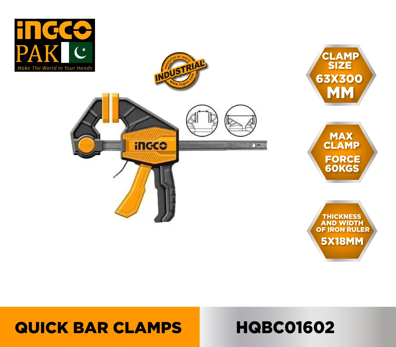 Ingco Quick bar clamp 12" | Daraz.pk