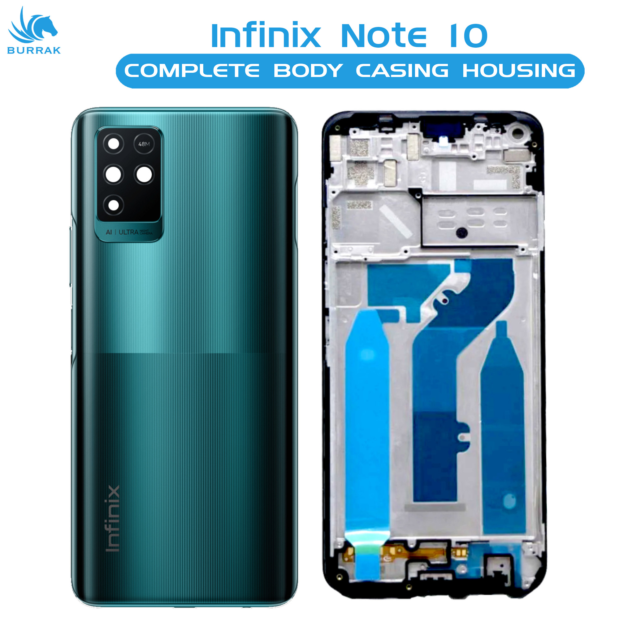 Infinix Note 10 Housing Middle Frame With Side Button and Camera Lens ...